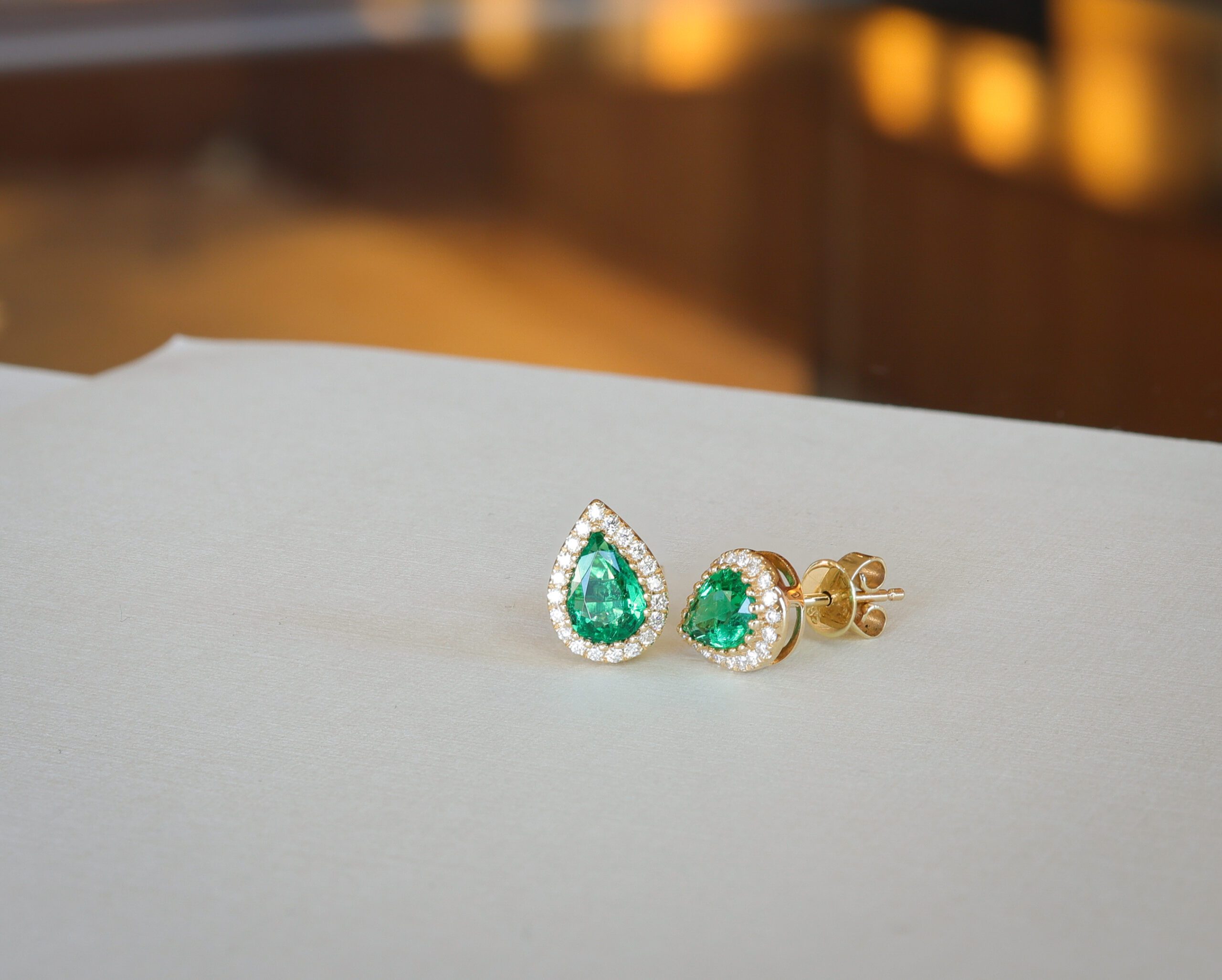 Pear Cut Emerald Stud Earrings - Watson Workshop