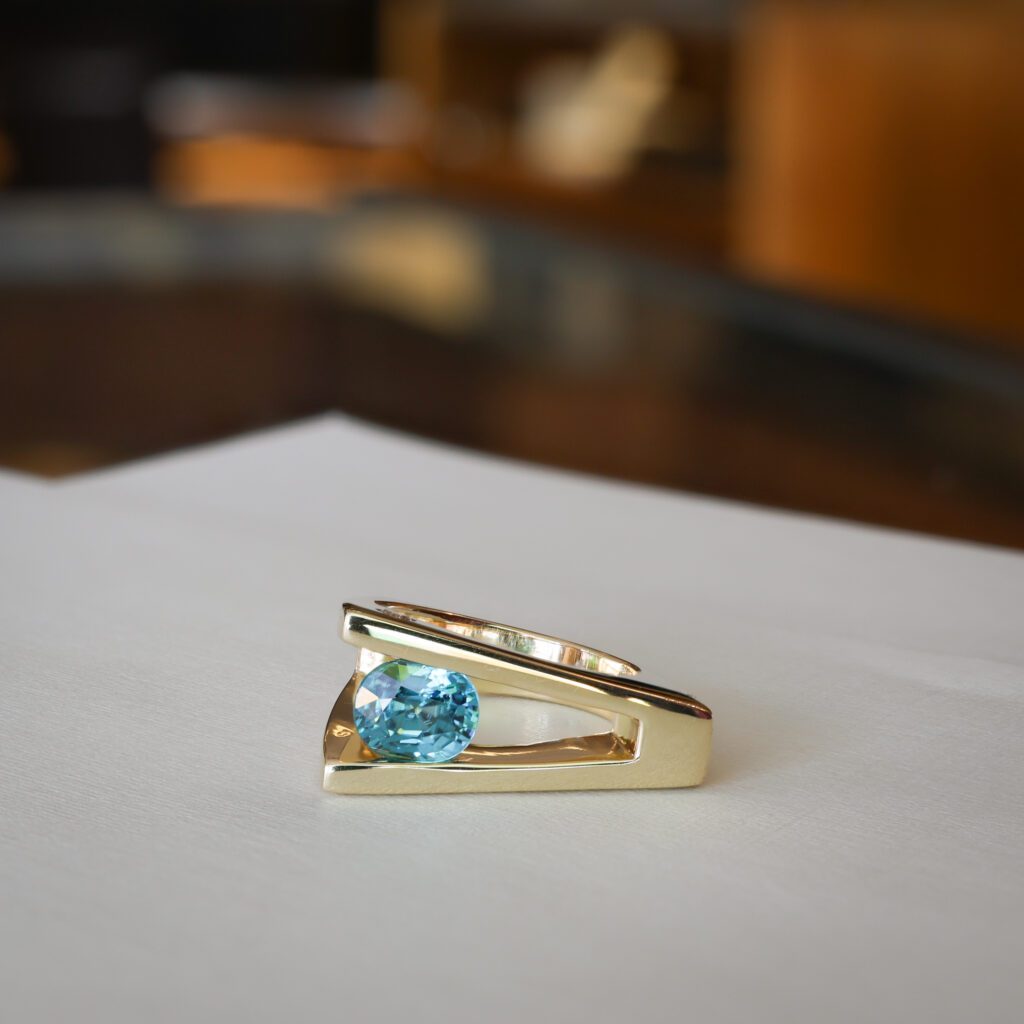 Watson Workshop V-Split Channel Set Gemstone and Diamond Ring - Watson Workshop