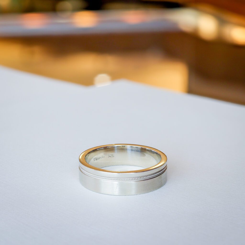 Watson Workshop Offset Bead Edge Gold Band - Watson Workshop