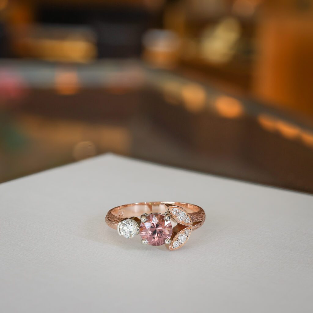 Watson Workshop "Folium Par" Diamond and Red Zircon Ring - Watson Workshop