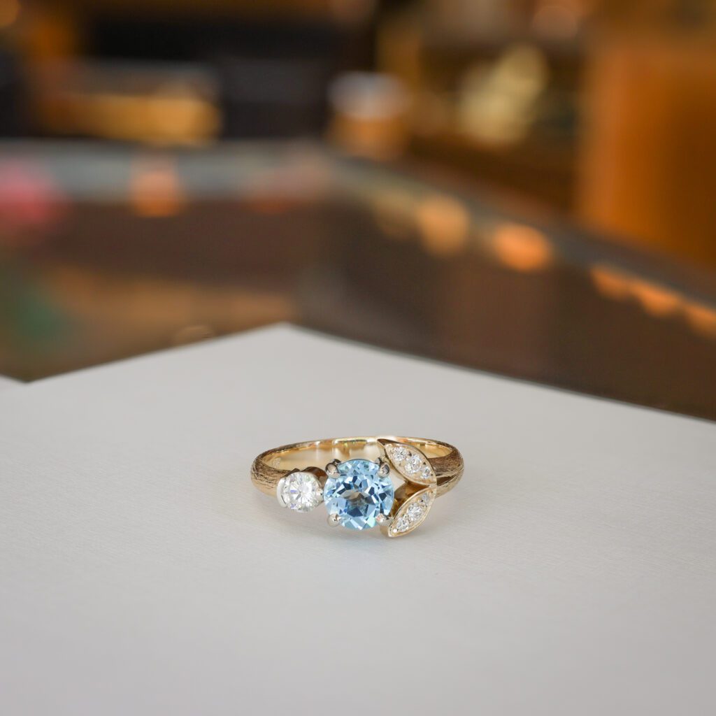 Watson Workshop "Folium Par" Blue Topaz and Diamond Ring (SOLD, but we can make you another ...