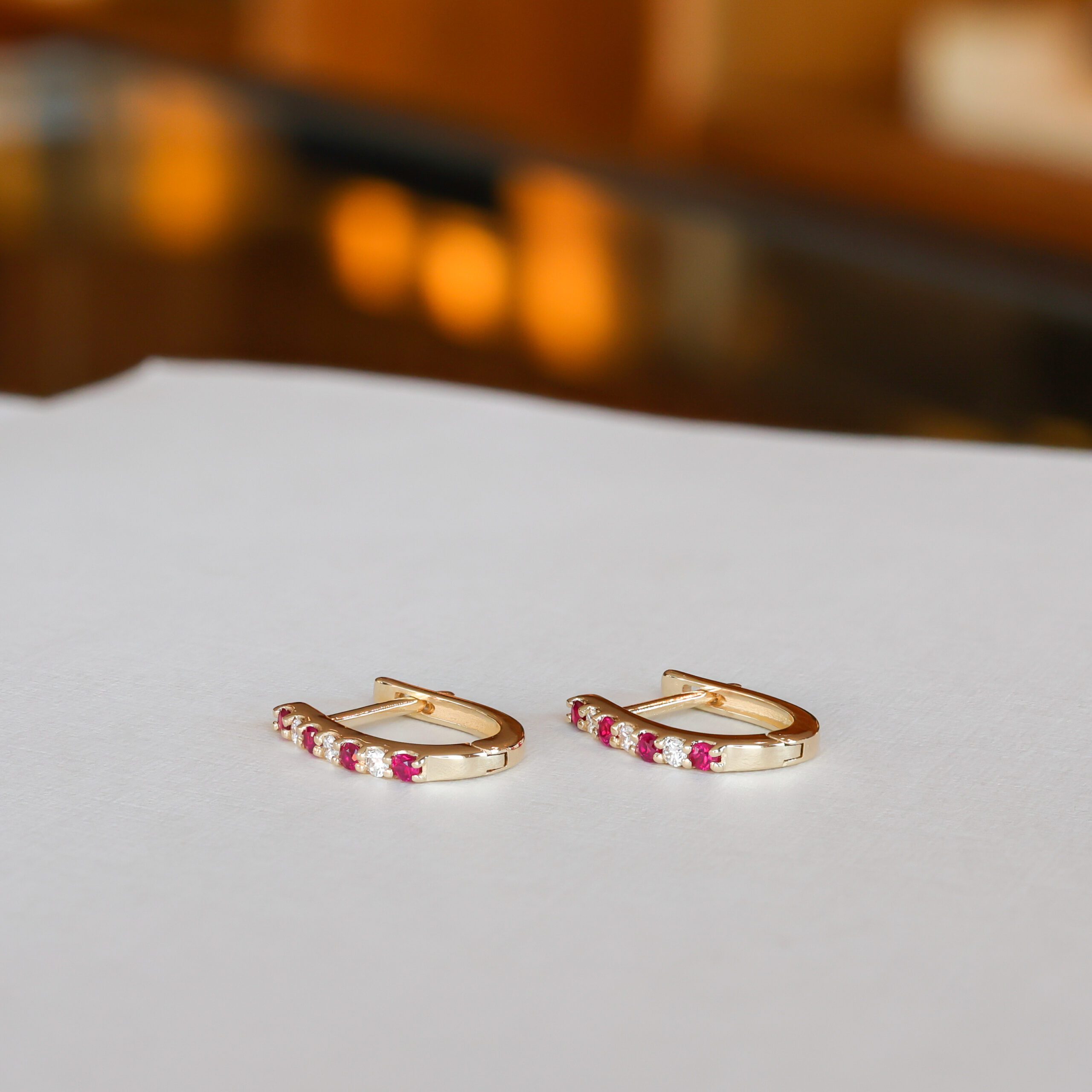 Watson Workshop "Suptilis" Ruby and Diamond Hinged Hoop Earrings - Watson Workshop