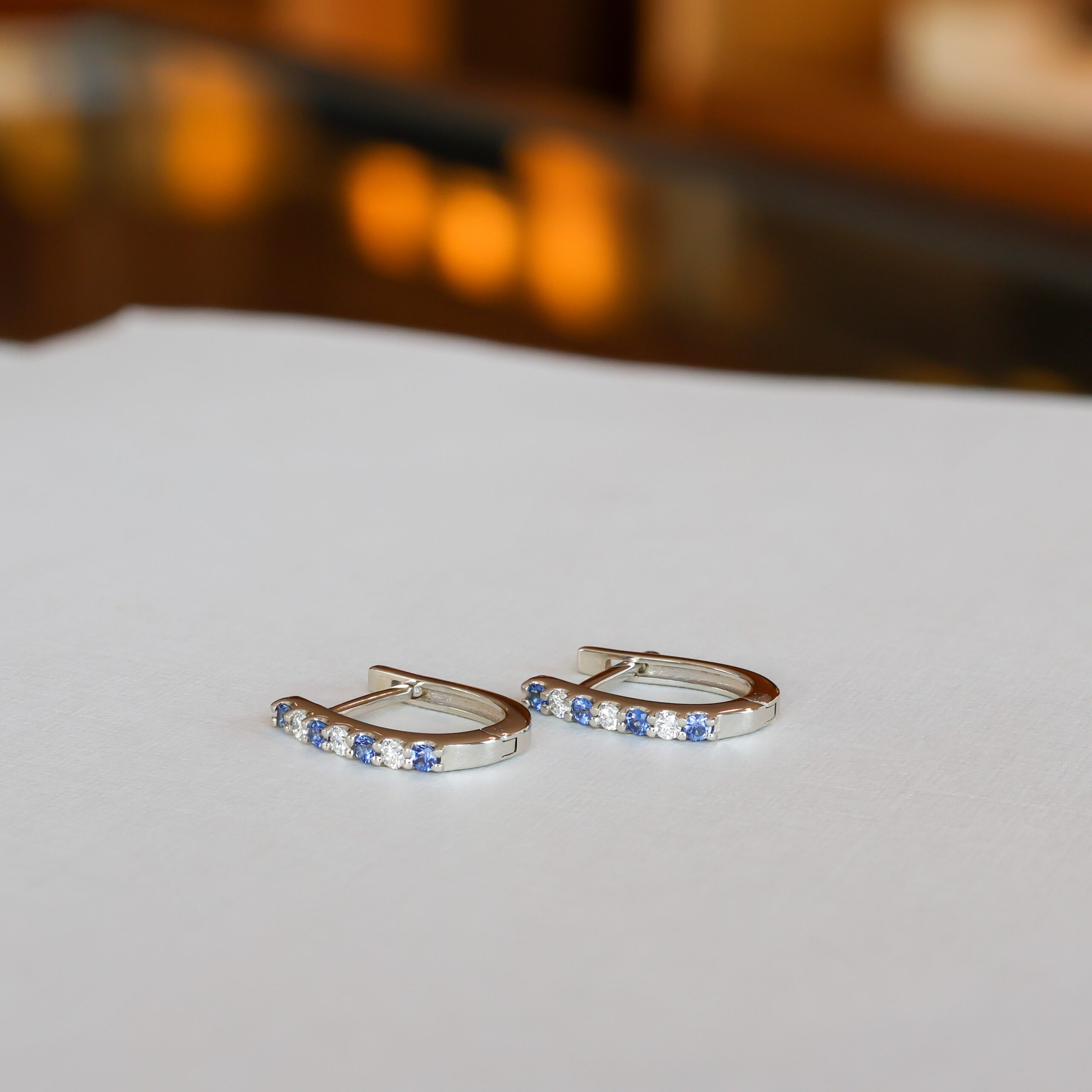 Watson Workshop "Suptilis" Sapphire and Diamond Hinged Hoop Earrings - Watson Workshop