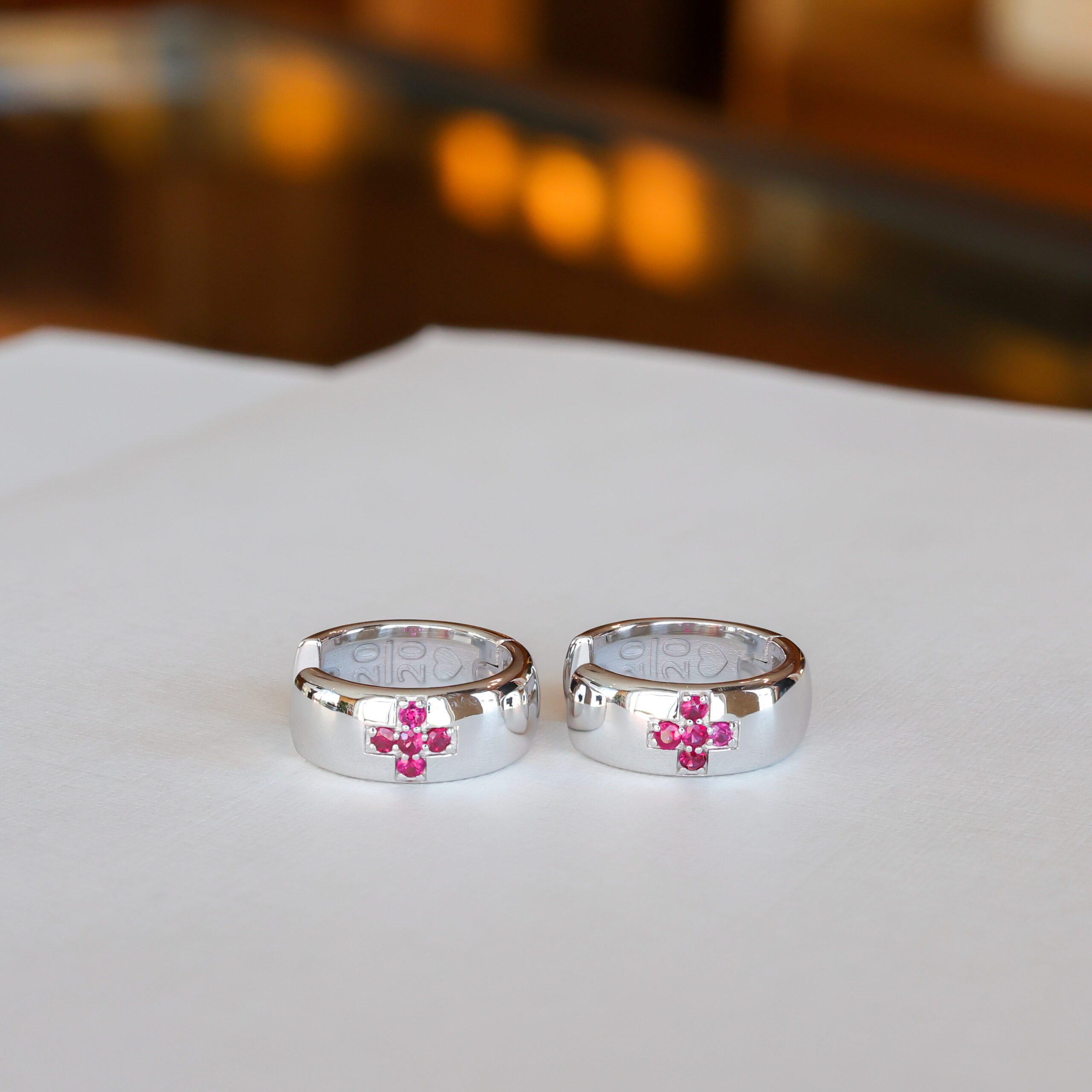 Watson Workshop "Medela" Ruby and Gold Huggie Earrings - Watson Workshop